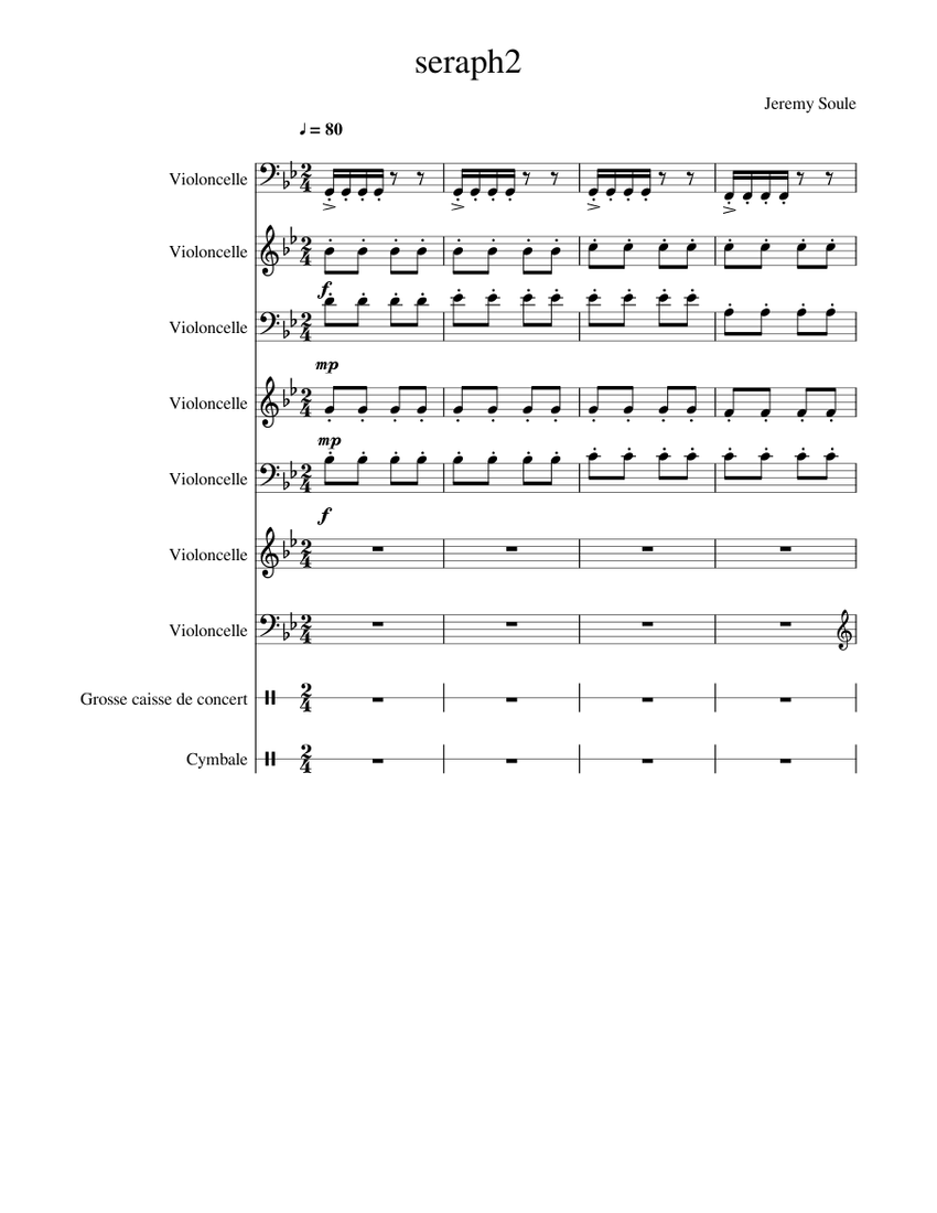 The Seraph Sheet Music for Crash, Cello, Bass drum (Mixed Ensemble ...