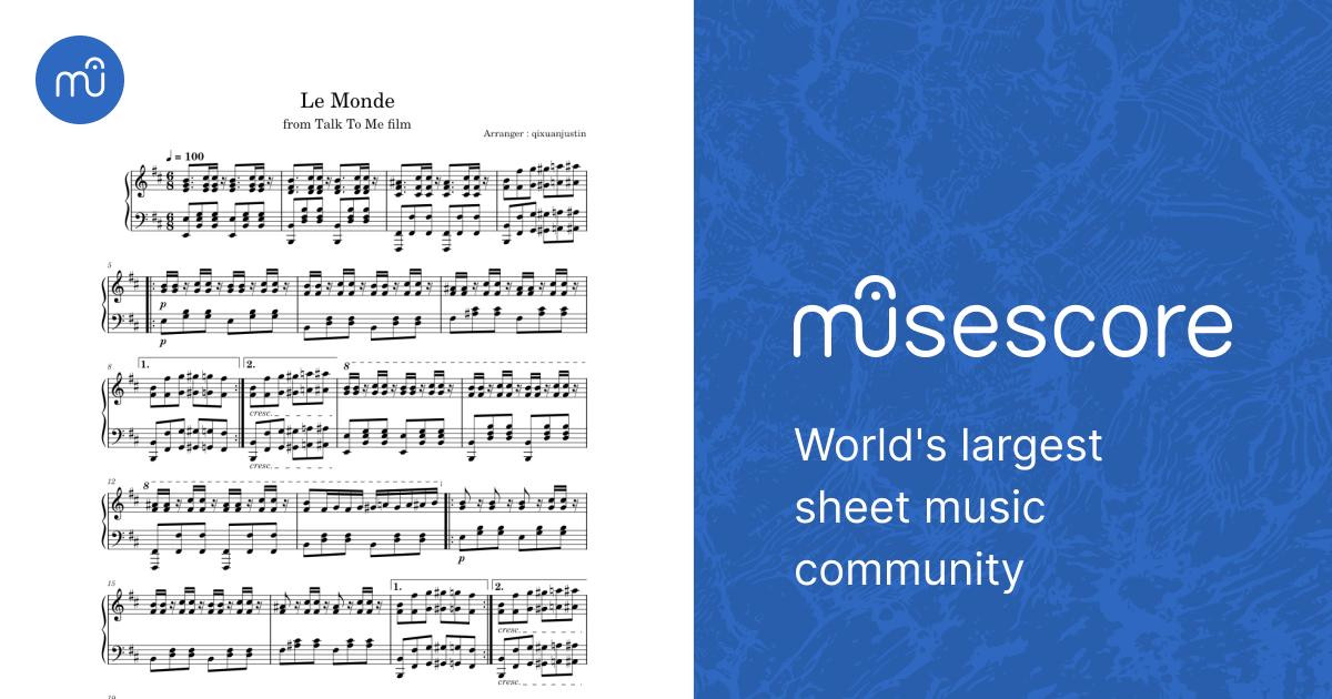 Le Monde – Richard Carter Sheet Music for Piano (Solo) | MuseScore.com