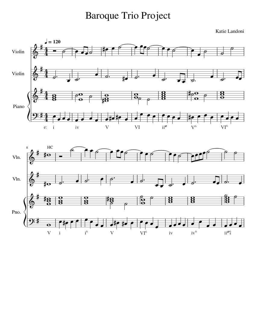 Baroque Trio Project Sheet music for Piano, Violin (Mixed Trio ...