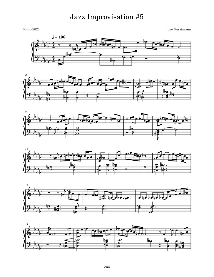 Jazz Improvisation #5 Sheet music for Piano (Solo) | Musescore.com