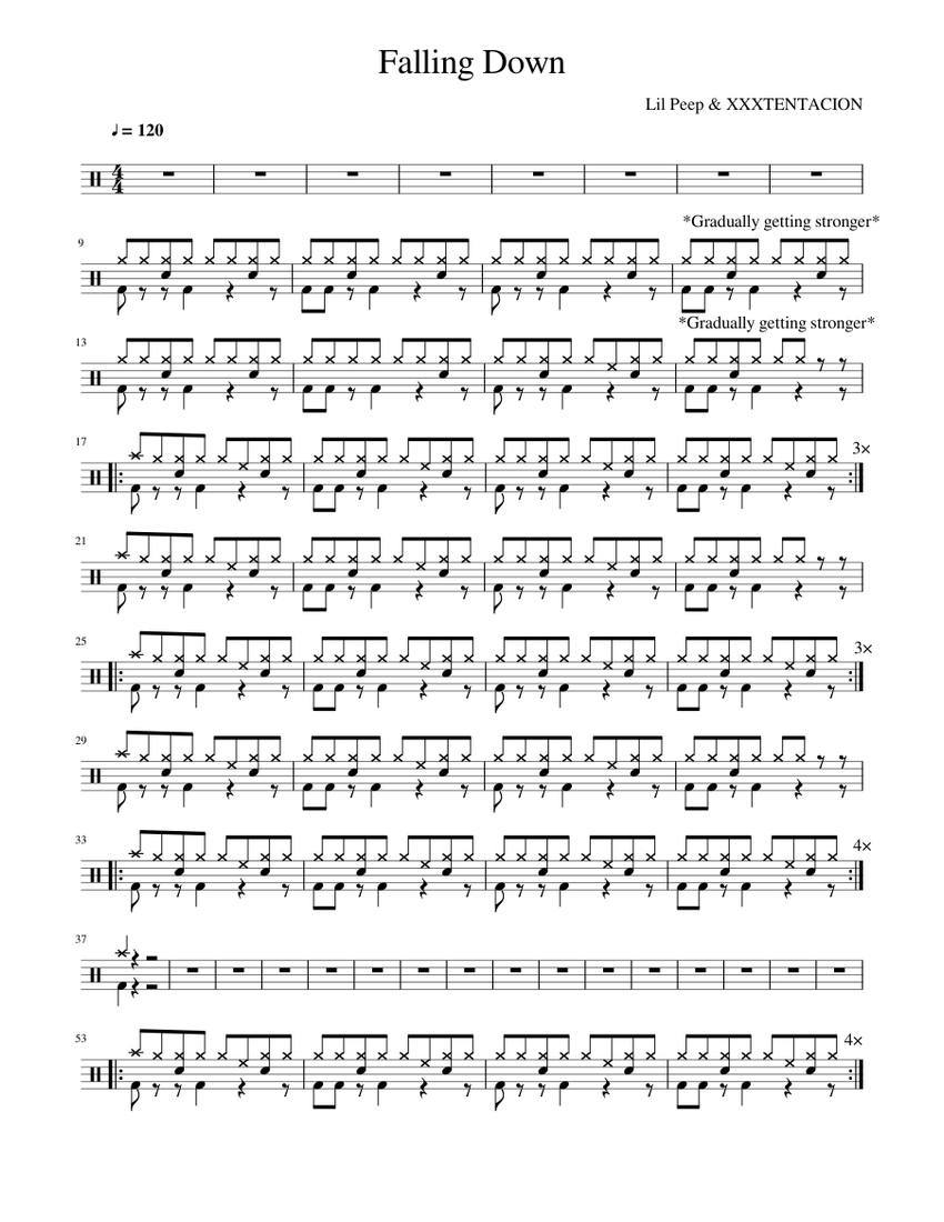 Lil Peep - Falling Down Sheet Music for Drum group (Solo) | MuseScore.com