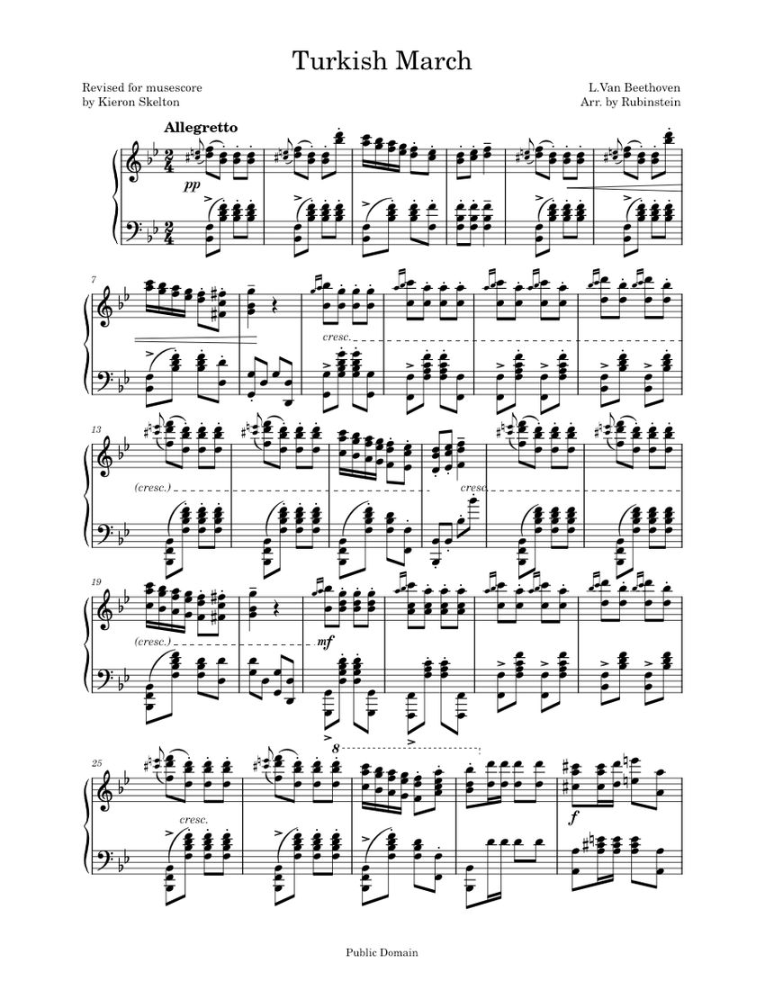 Turkish march – Ludwig van Beethoven Sheet Music for Piano (Solo ...