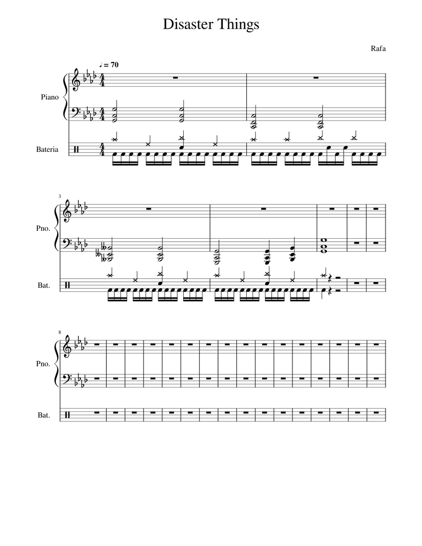 Disaster Things Sheet music for Piano, Drum group (Mixed Duet ...