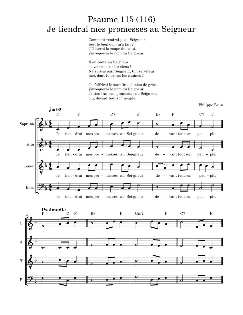 Psaume_115_(116)_Je_tiendrai_mes_promesses_au_Seigneur Sheet music for ...