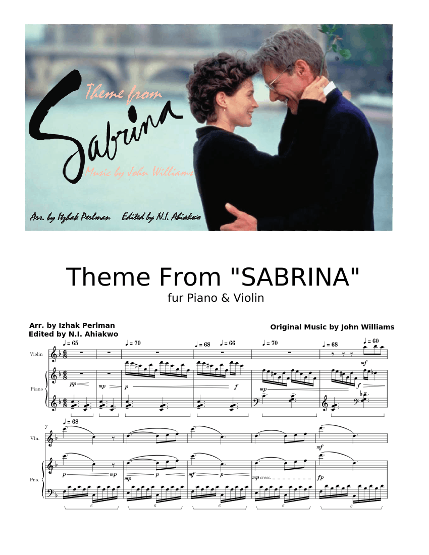Theme From SABRINA (Piano & Violin) Sheet Music for Piano, Violin ...