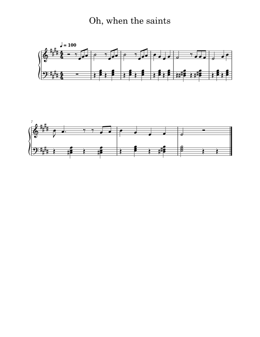 Oh when the saints – unnown Oh, when the saints Sheet music for Piano ...