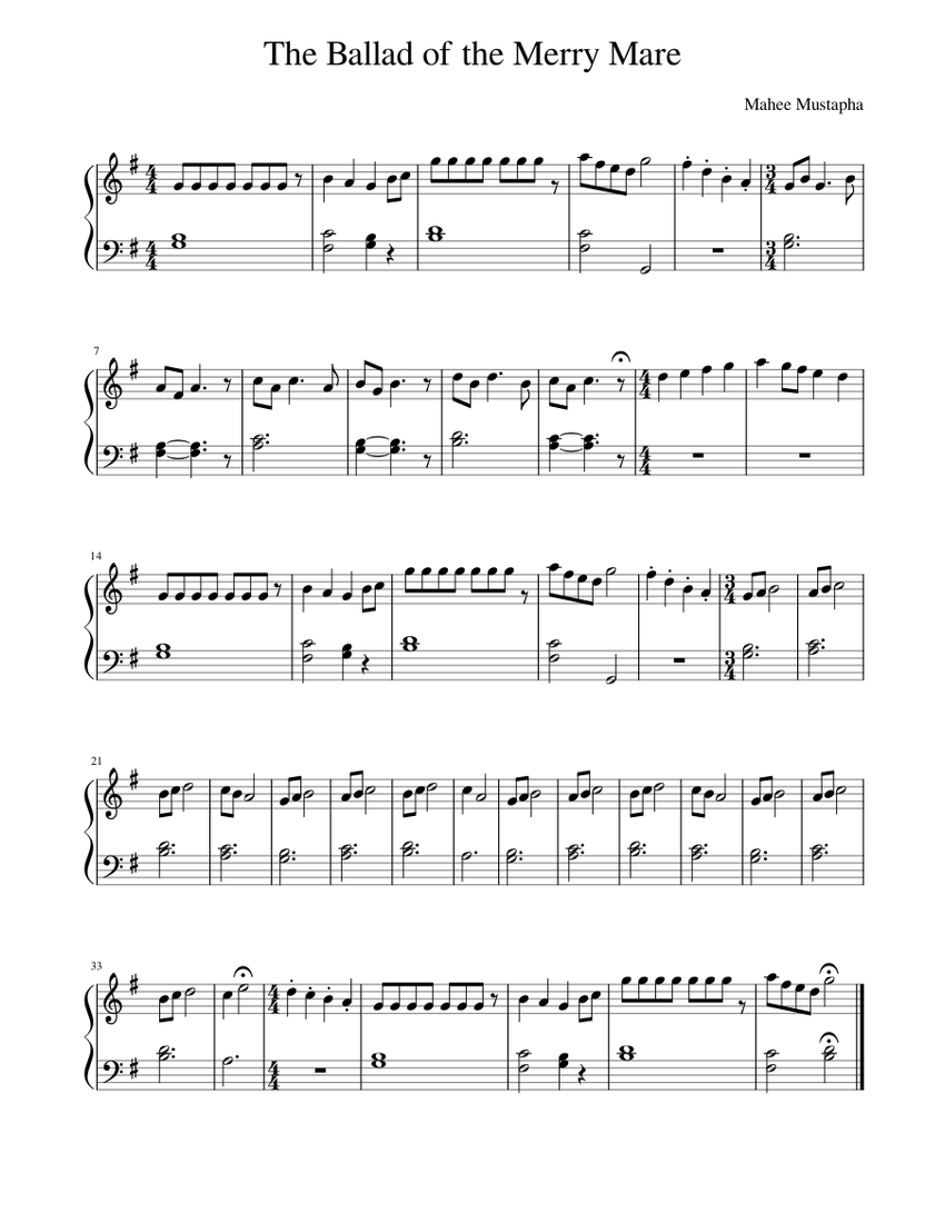 The Ballad of the Merry Mare Sheet music for Piano (Solo) Easy ...