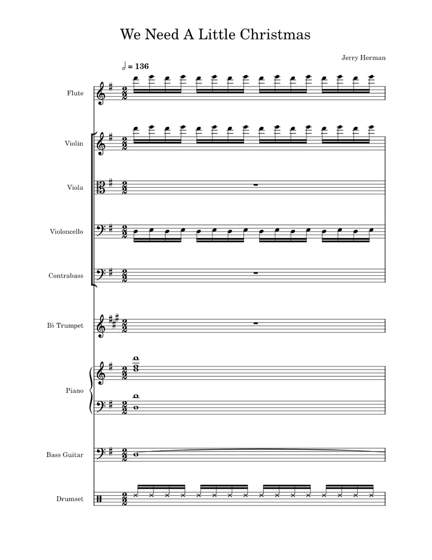 We_Need_A_Little_Christmas Sheet Music for Piano, Flute, Trumpet in b ...
