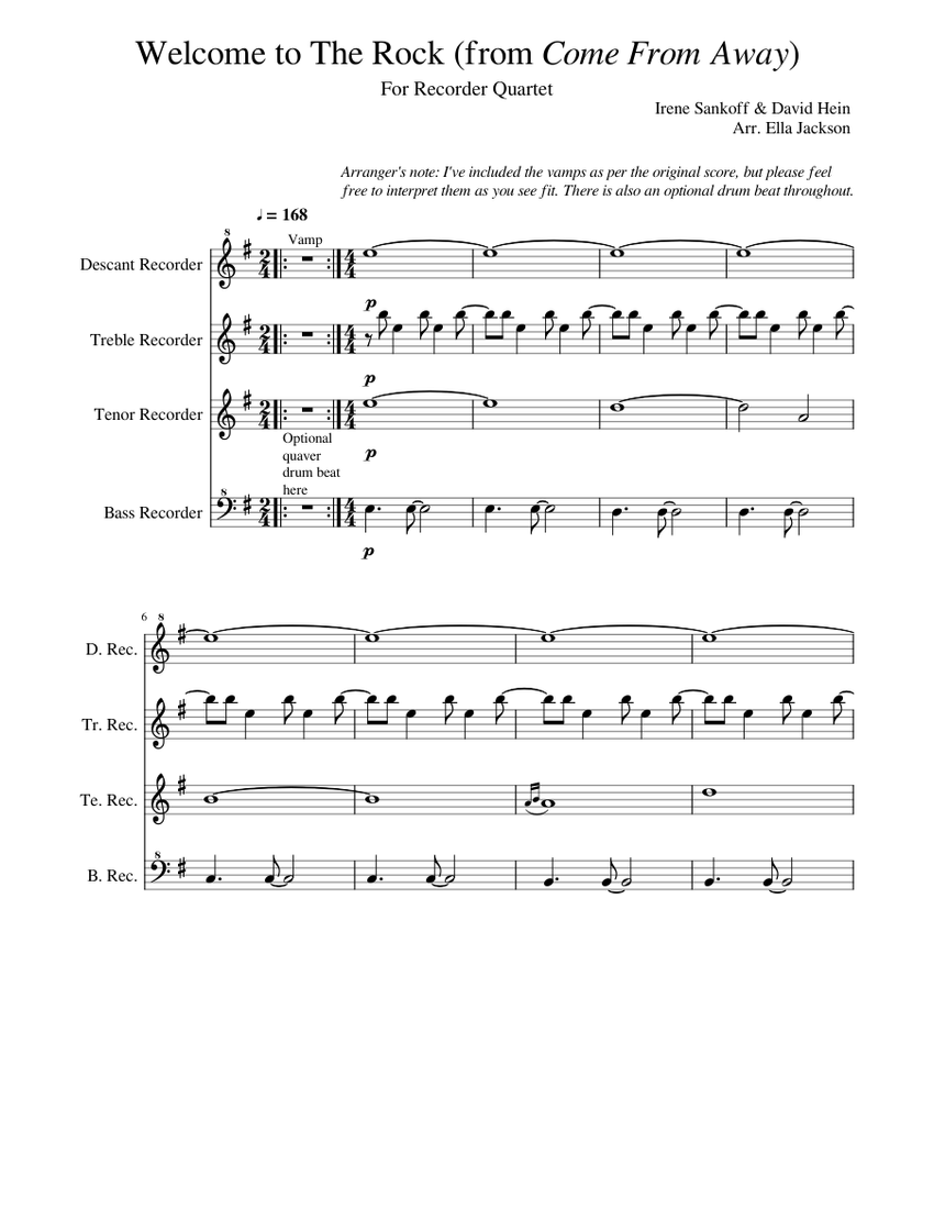Welcome to The Rock Sheet music for Recorder (Mixed Quartet ...