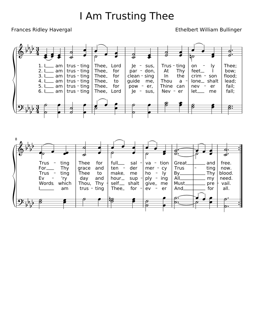 I Am Trusting Thee Sheet Music for Piano (Solo) easy | MuseScore.com