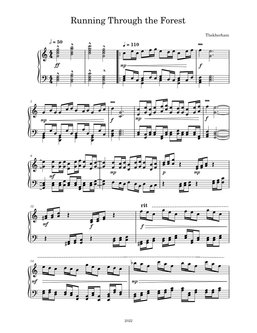 Running Through the Forest - piano tutorial