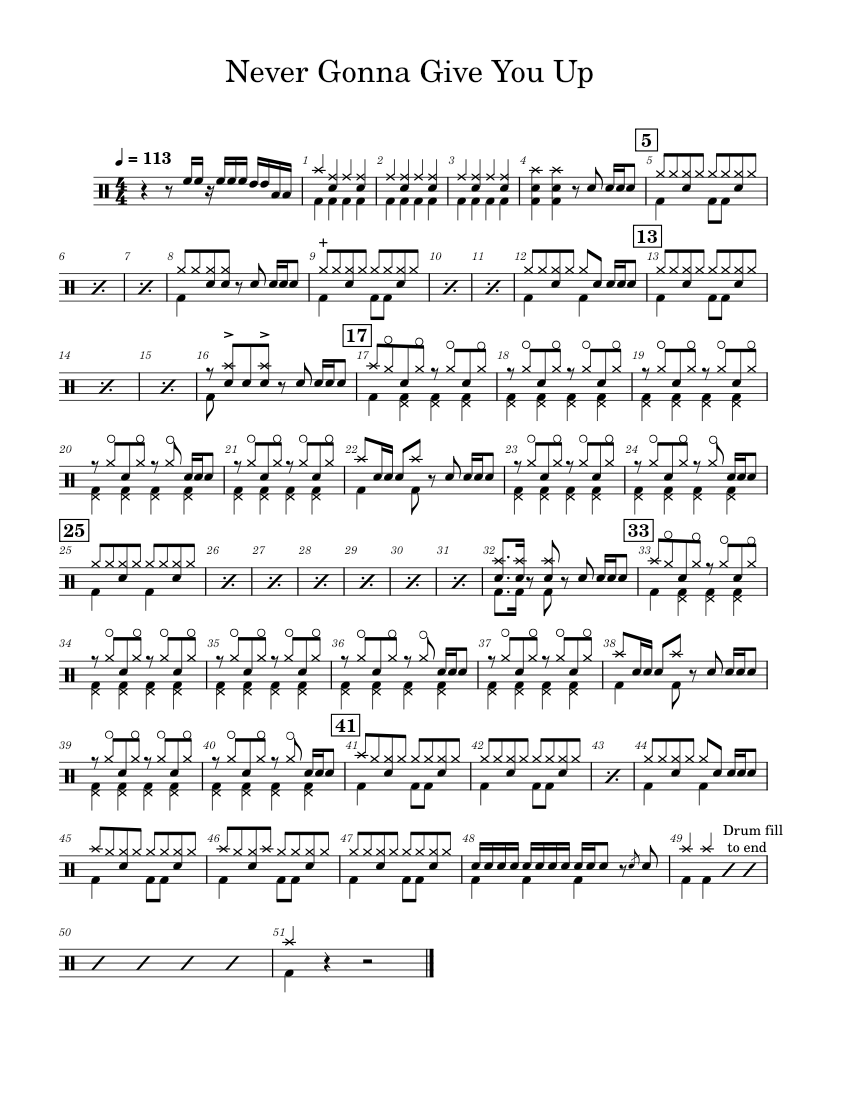 Never Gonna Give You Up Sheet Music for Drum group (Solo) | MuseScore.com