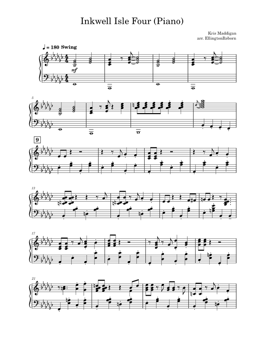 Inkwell Isle Four (Piano) Sheet Music for Piano (Solo) | MuseScore.com