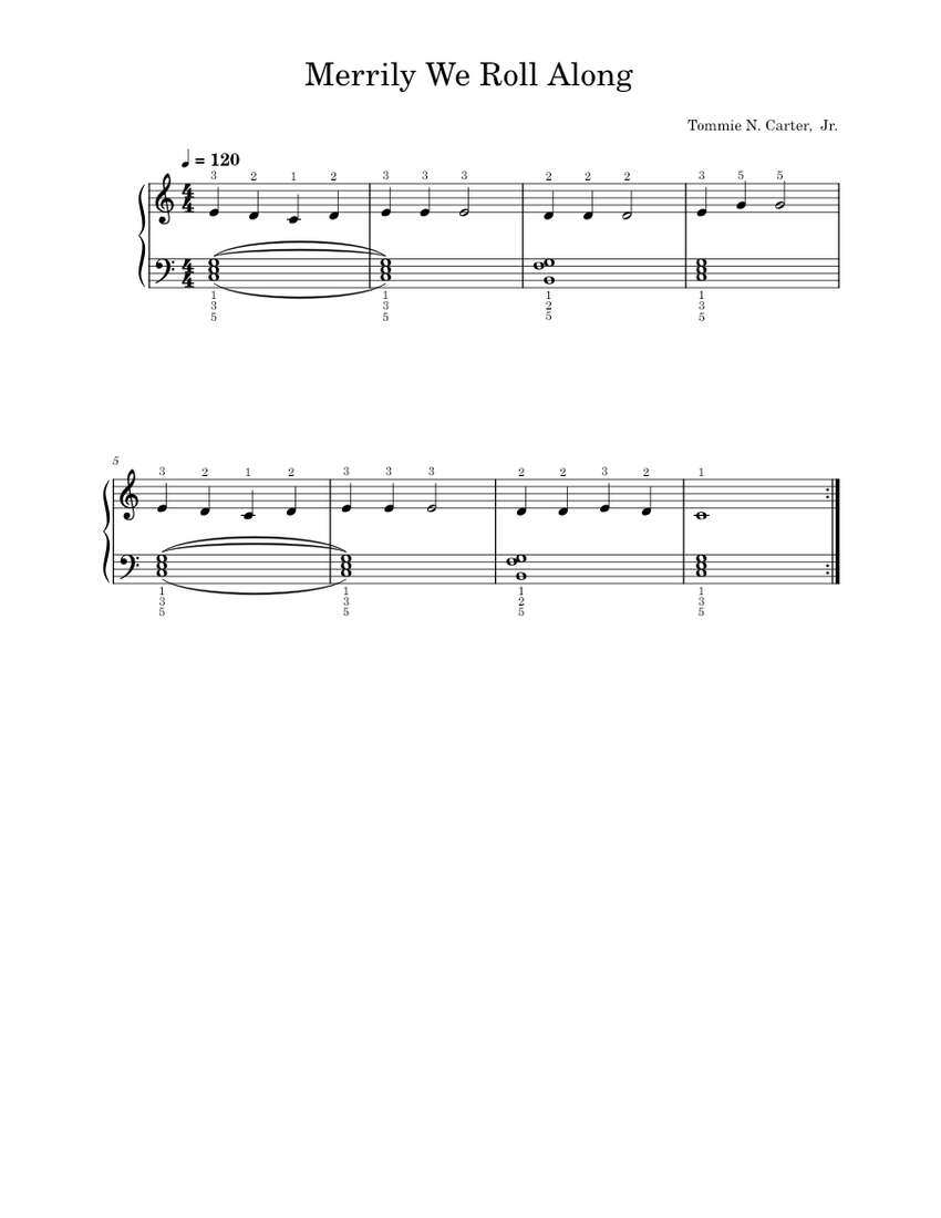 Merrily We Roll Along Sheet Music for Piano (Solo) Easy | MuseScore.com