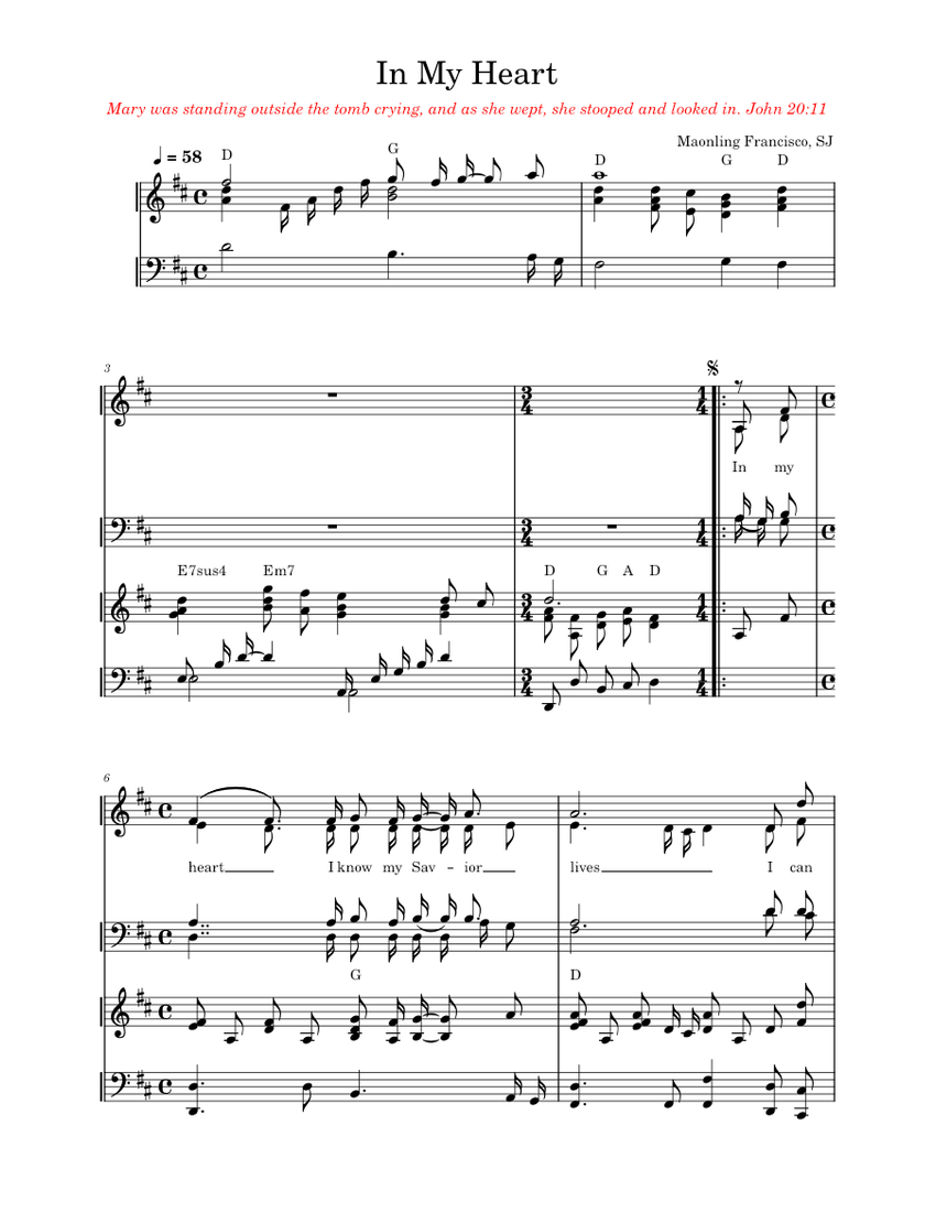 In My Heart Sheet music for Piano (Mixed Quartet) | Musescore.com
