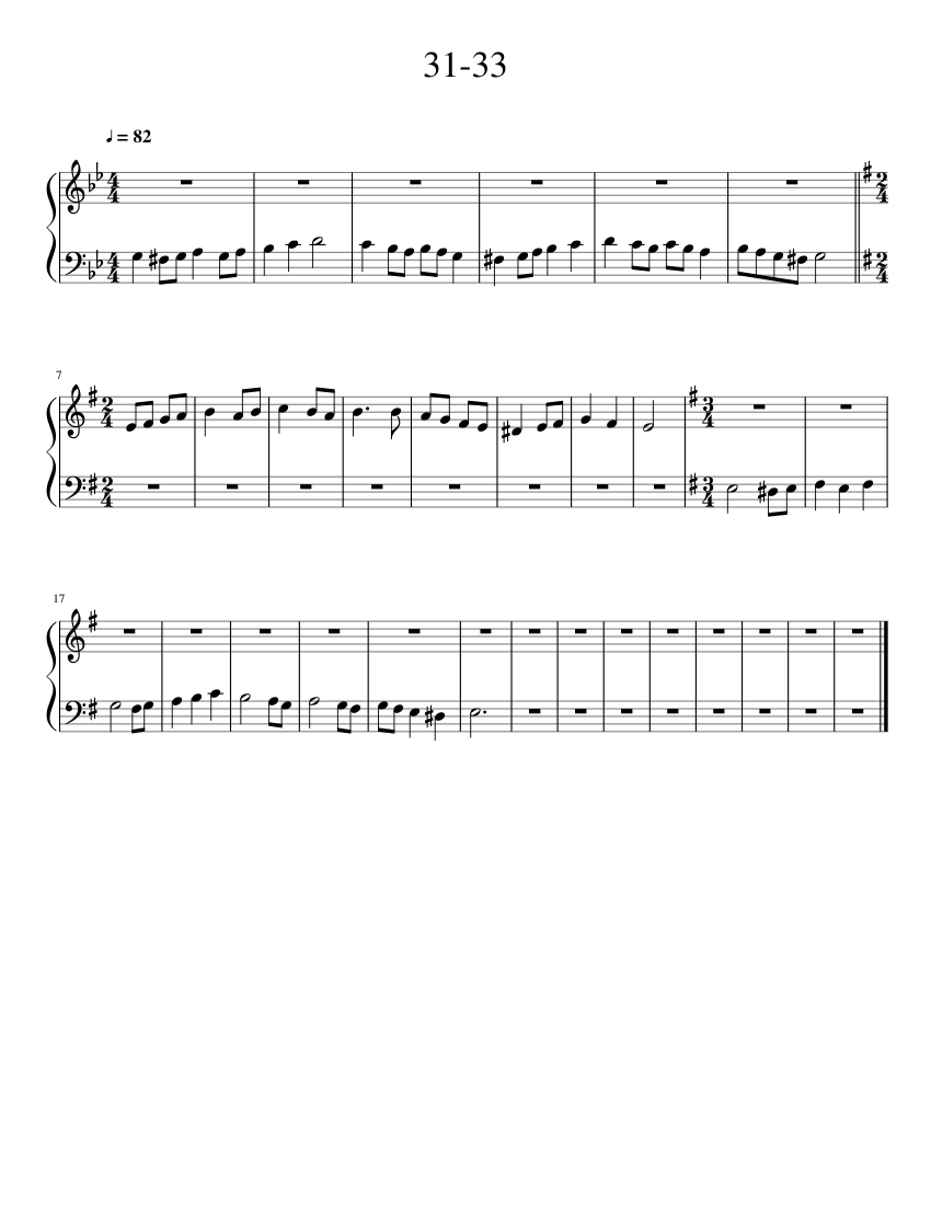 31-33 Sheet music for Piano (Solo) Easy | Musescore.com