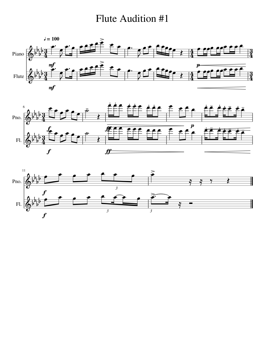 BAND Sheet music for Piano, Flute (Solo) | Musescore.com
