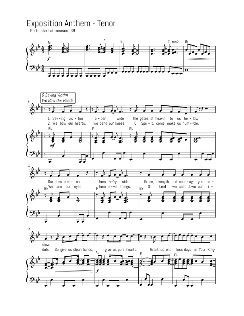 Exposition Tenor Sheet music for Piano (Solo) | Musescore.com