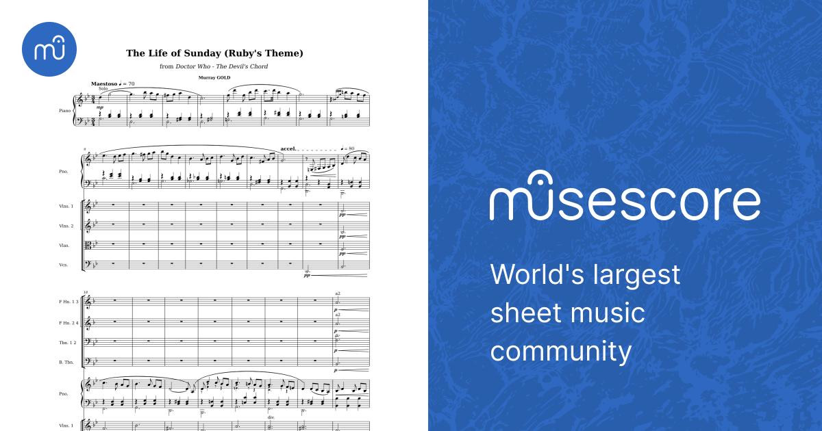 The Life of Sunday – Murray Gold Sheet Music for Piano, Trombone, Tuba ...