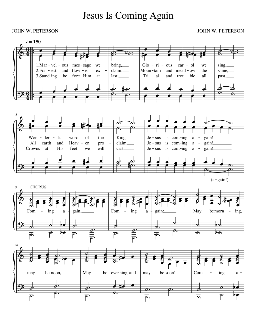 84 Jesus Is Coming Again Sheet Music for Piano (Solo) | MuseScore.com