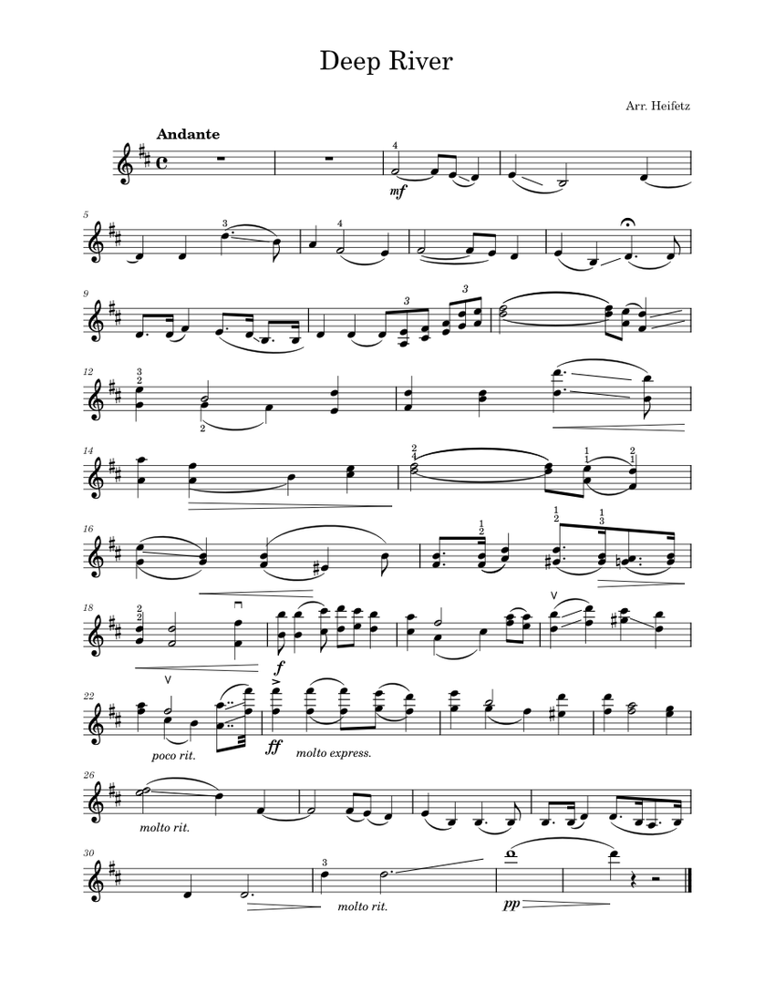 Deep River – Misc Traditional Sheet music for Violin (Solo) | Musescore.com