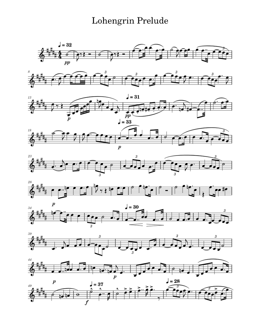 Lohengrin Prelude Act 1 – Richard Wagner Sheet music for Cornet (Solo) | Musescore.com