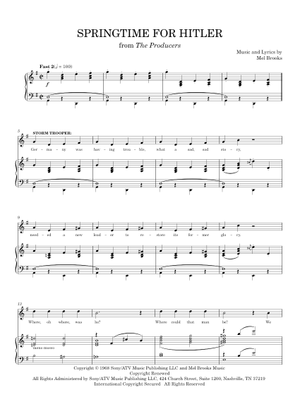 Springtime for Hitler - The Producers by Mel Brooks Sheet Music for ...