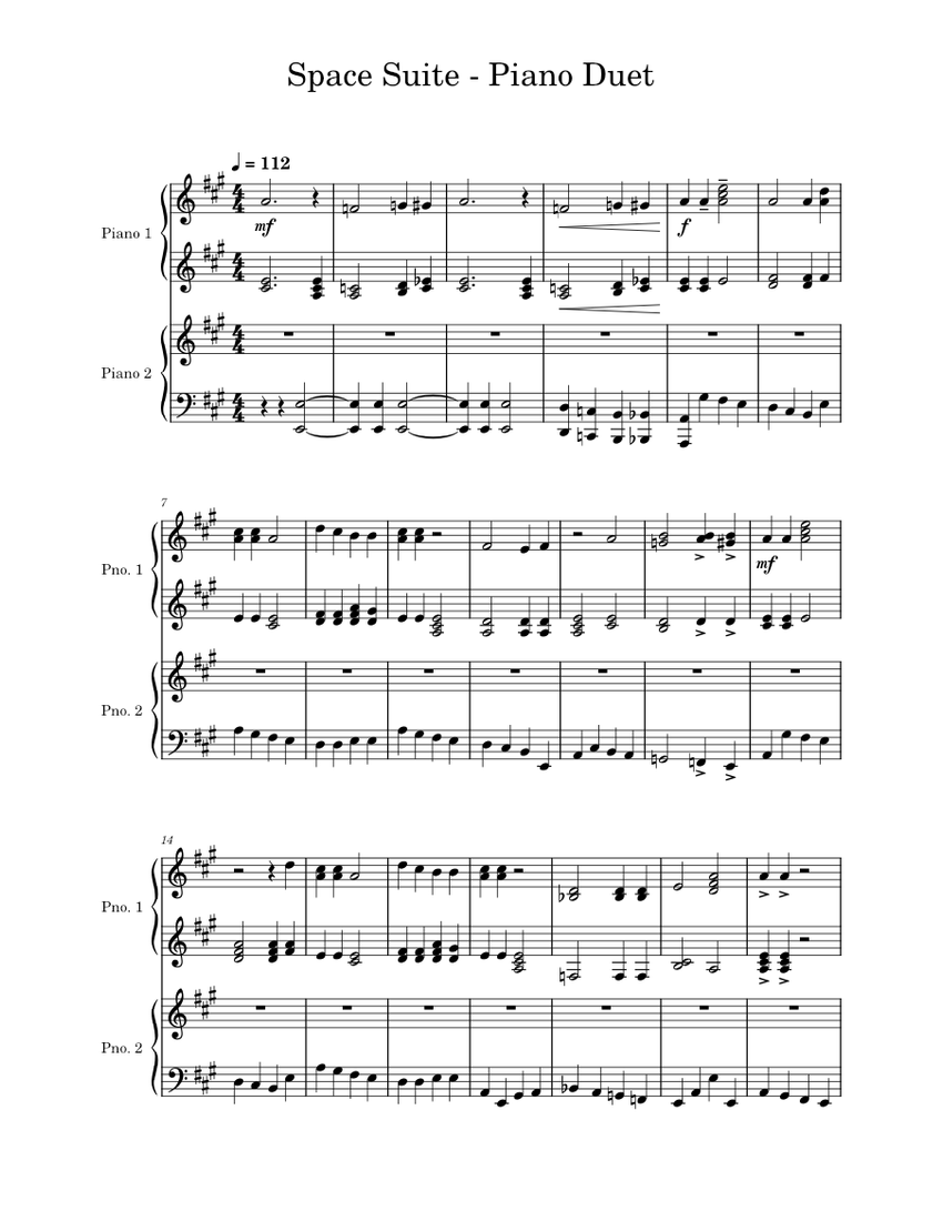 Space Suite - Piano Duet Sheet music for Piano (Piano Four Hand ...