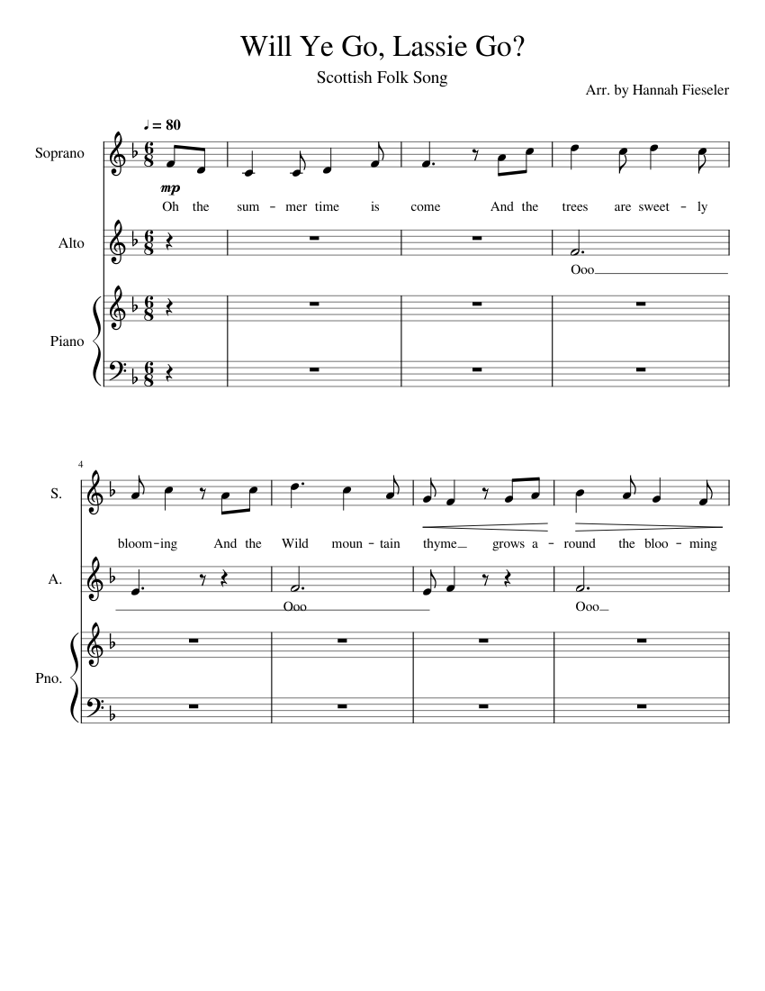 Will ye go lassie go - The High Kings Sheet music for Piano, Soprano ...