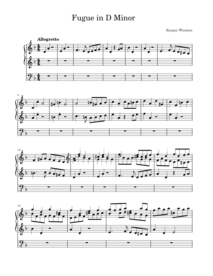 Fugue in D minor Sheet music for Organ (Solo) | Musescore.com