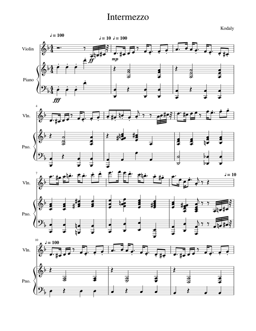Intermezzo (Grade 5 Violin Exam 2016-19, C3) Sheet Music for Piano ...