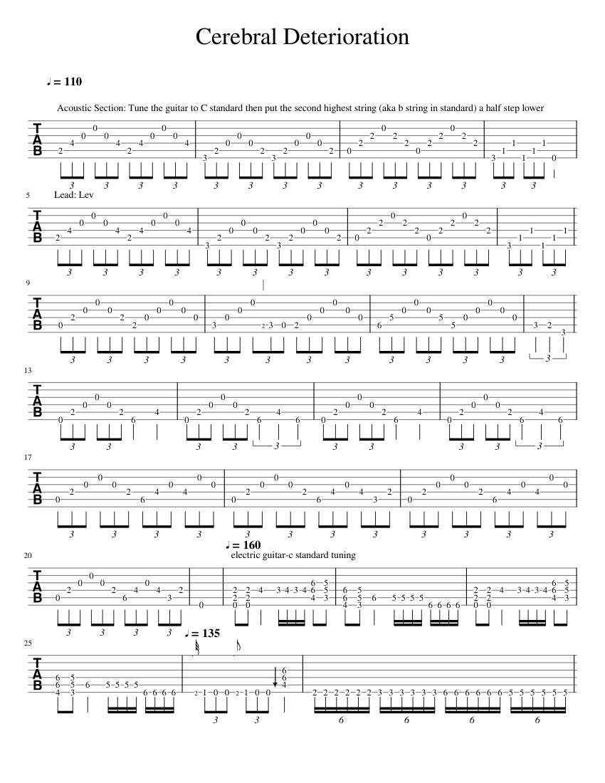 Cerebral Deterioration Tab Sheet music for Guitar (Solo) | Musescore.com