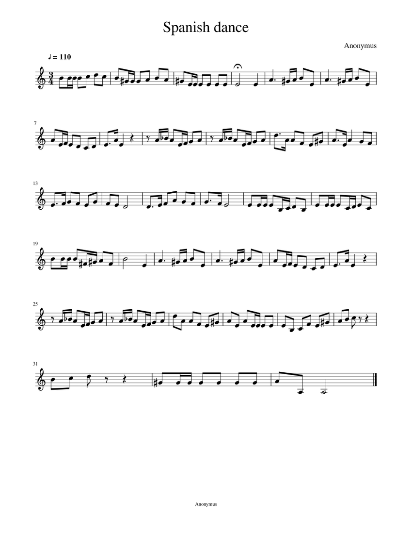 Spanish dance Sheet Music for Trumpet in b-flat (Solo) | MuseScore.com