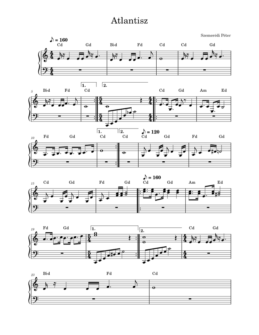 Atlantisz Sheet music for Piano (Solo) Easy | Musescore.com