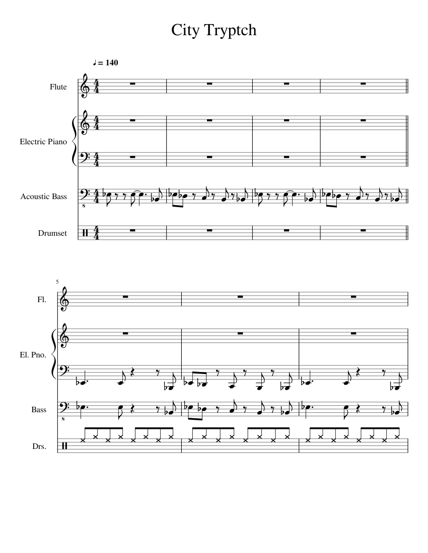 Lloyd McNeill - City Tryptch (Vamp) Sheet Music for Piano, Flute, Bass ...