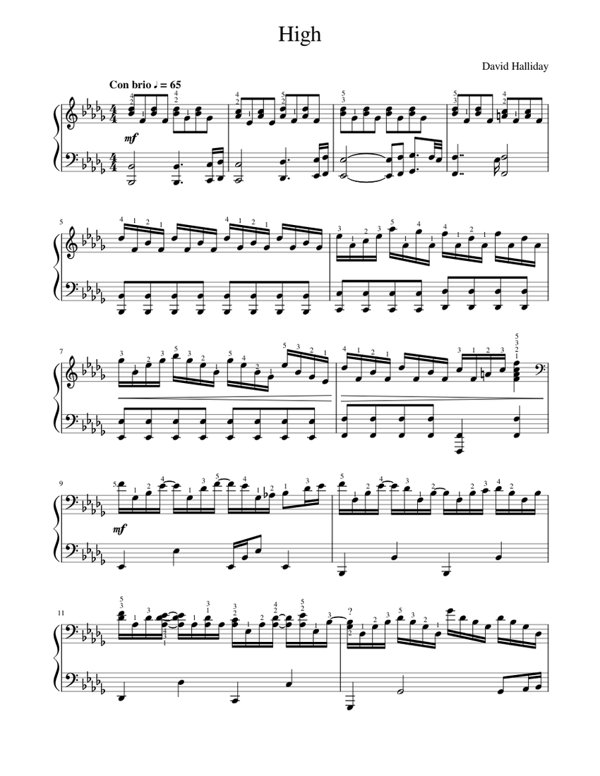 David Hallyday - High Sheet Music for Piano (Solo) | MuseScore.com