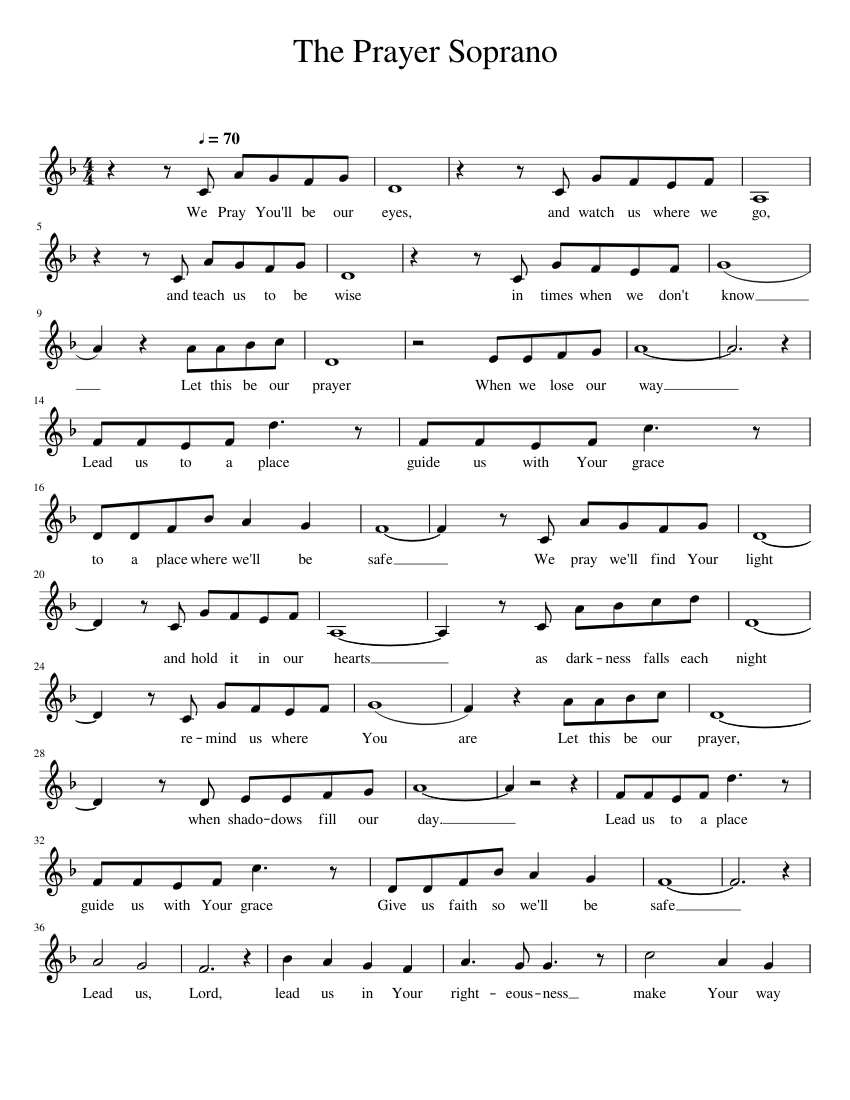 The Prayer Soprano Sheet music for Piano (Solo) Easy | Musescore.com