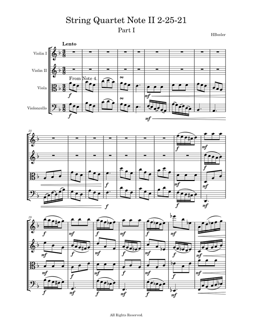 String Quartet Note II 2-25-21 v2 Sheet music for Violin, Viola, Cello ...