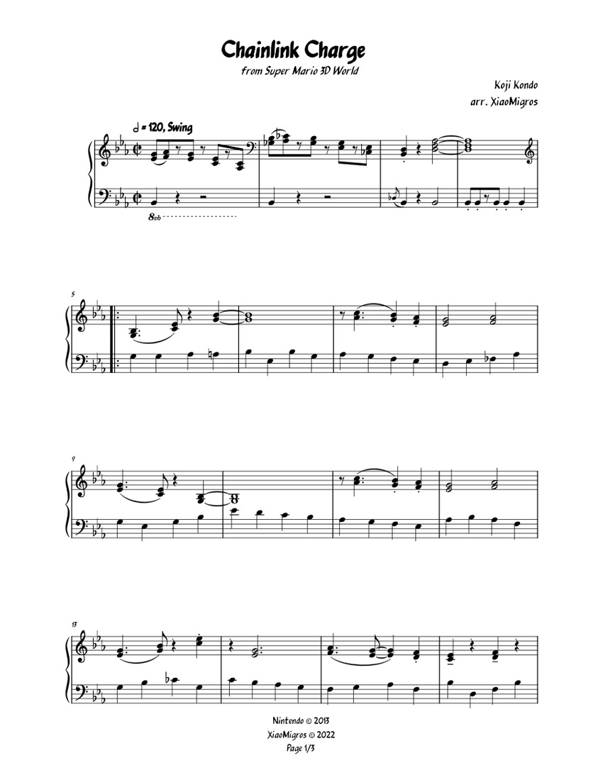 Chainlink Charge - Super Mario 3D World Sheet Music for Piano (Solo ...
