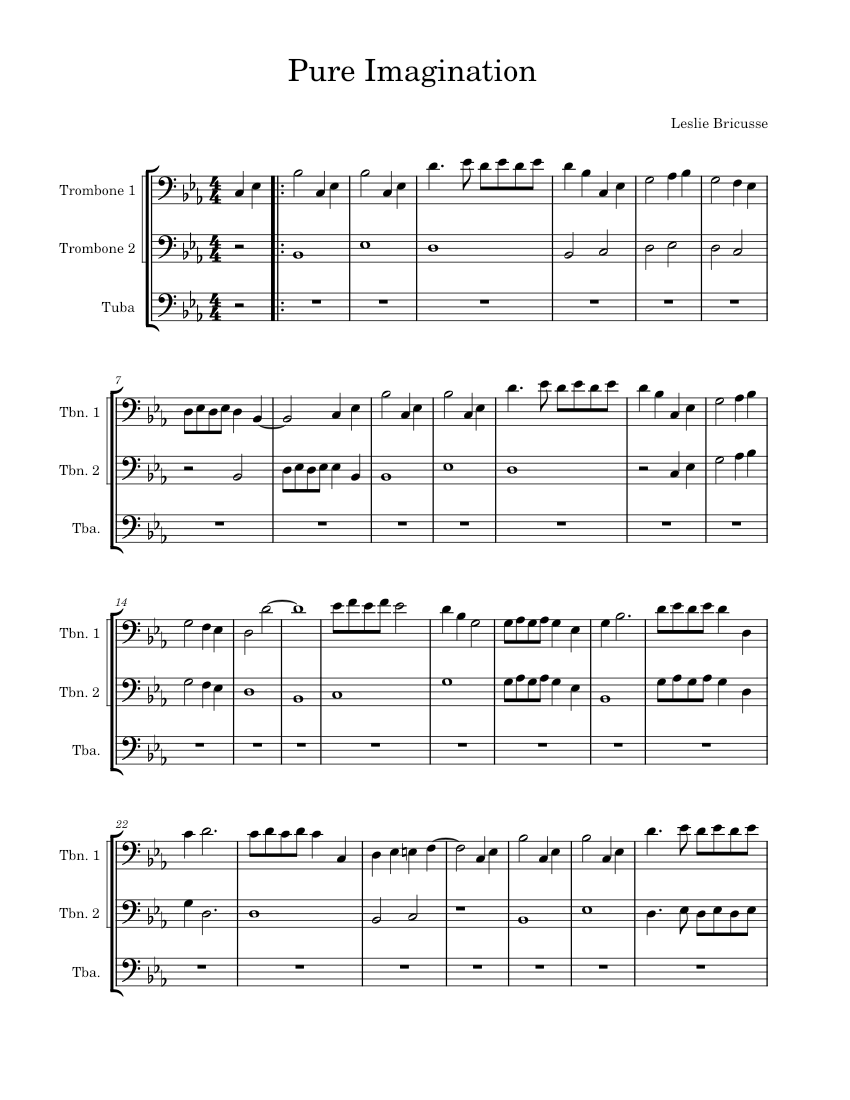 Pure Imagination – Leslie Bricusse & Anthony Newly Sheet music for ...