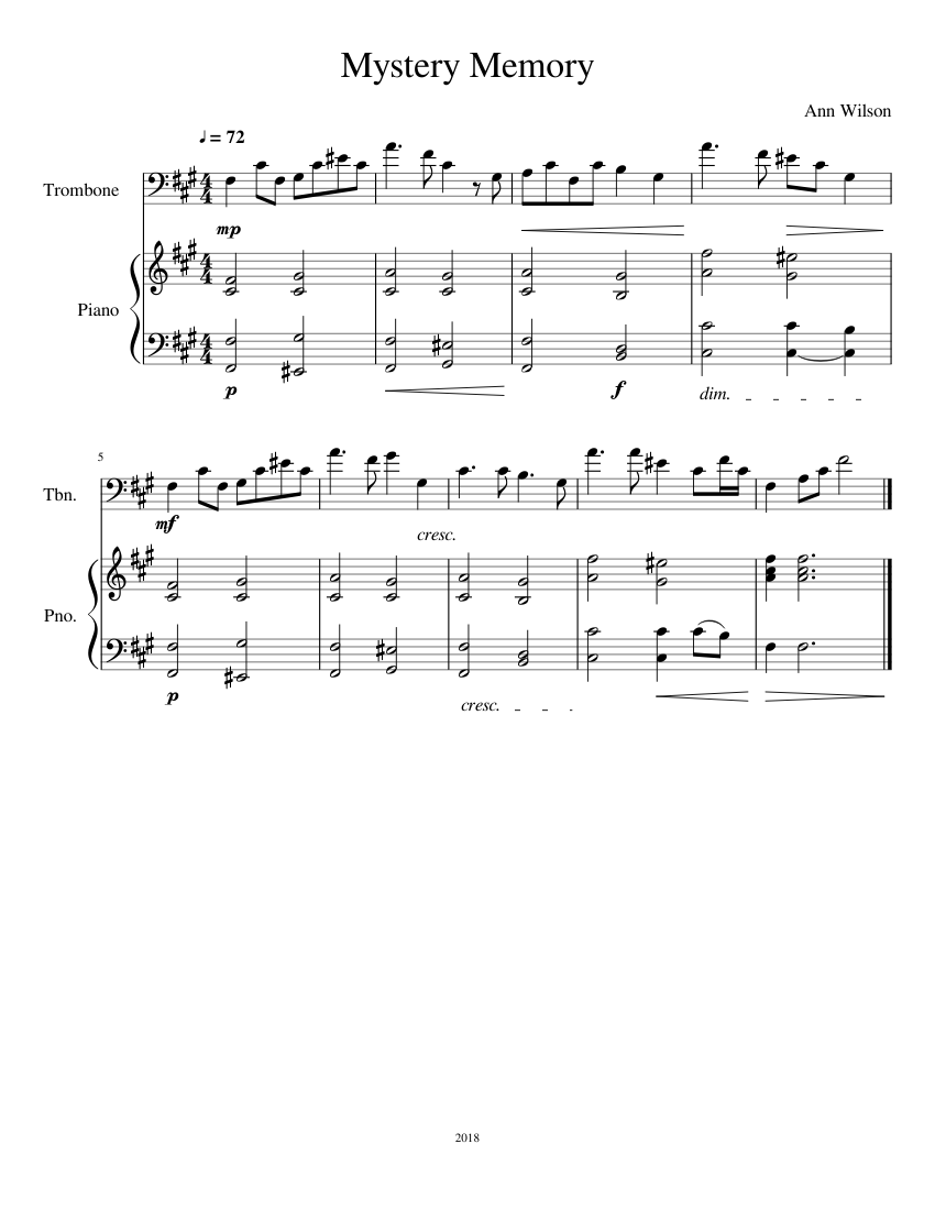 Mystery Sheet music for Piano, Trombone (Solo) | Musescore.com