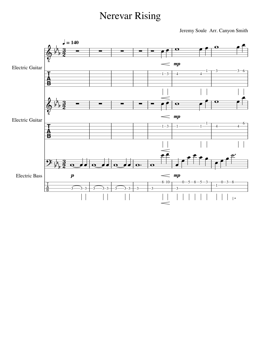 Nerevar Rising - Jeremy Soule Sheet music for Guitar, Bass guitar ...
