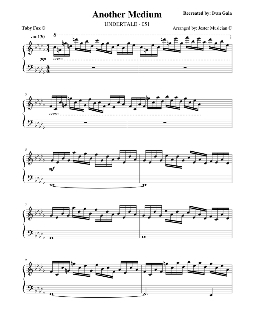 Another Medium - UNDERTALE Sheet music for Piano (Solo) | Musescore.com