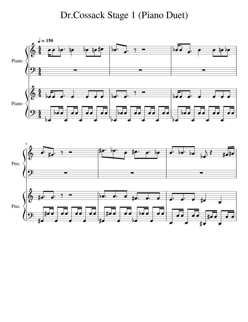 Dr.Cossack Stage 1 (Piano Duet) Sheet Music for Piano (Piano Duo ...