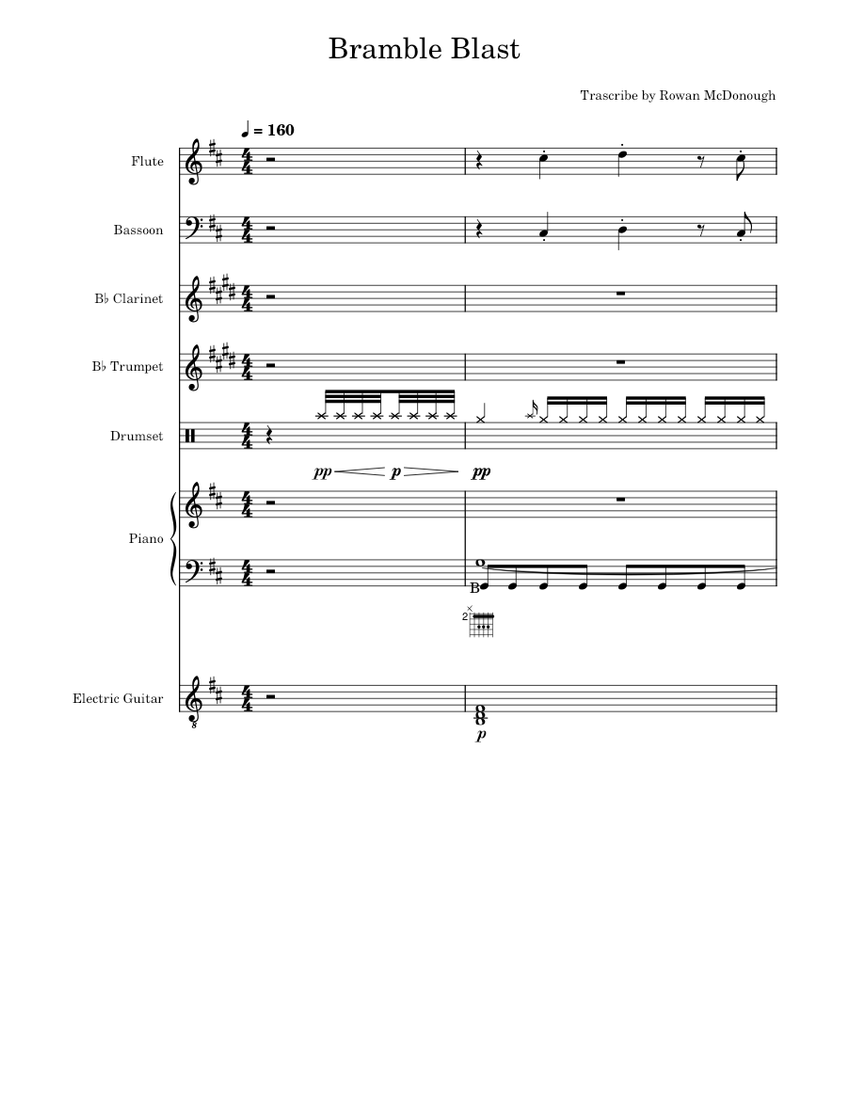 Bramble Blast Sheet Music for Piano, Flute, Clarinet in b-flat, Bassoon ...