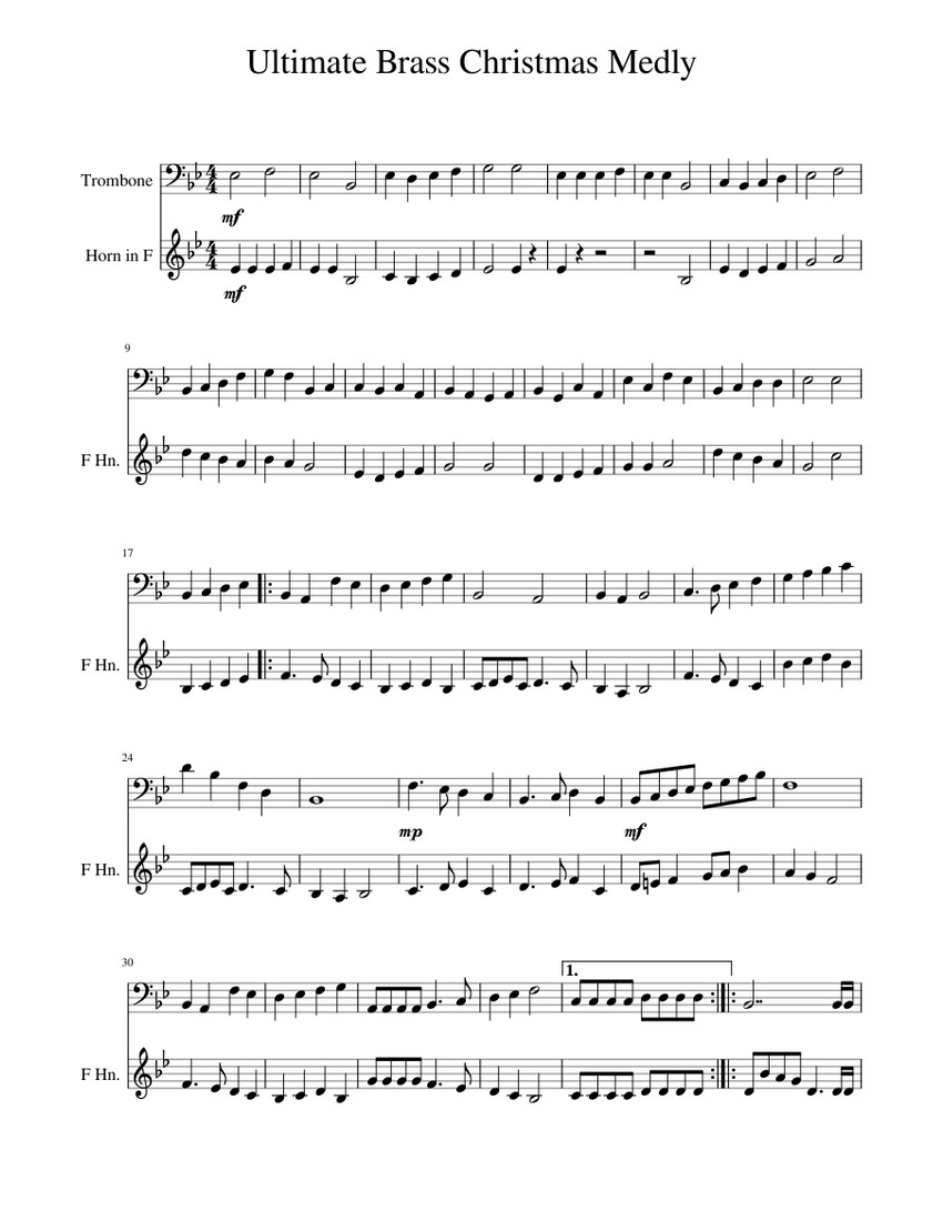 Ultimate Christmas Medly Sheet music for Trombone, French horn (Brass ...
