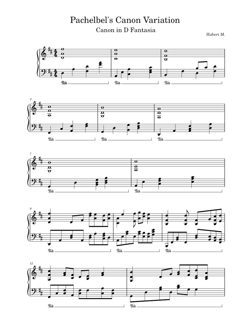 Pachelbel's Canon Variation (Canon in D Fantasia) Sheet music for Piano ...