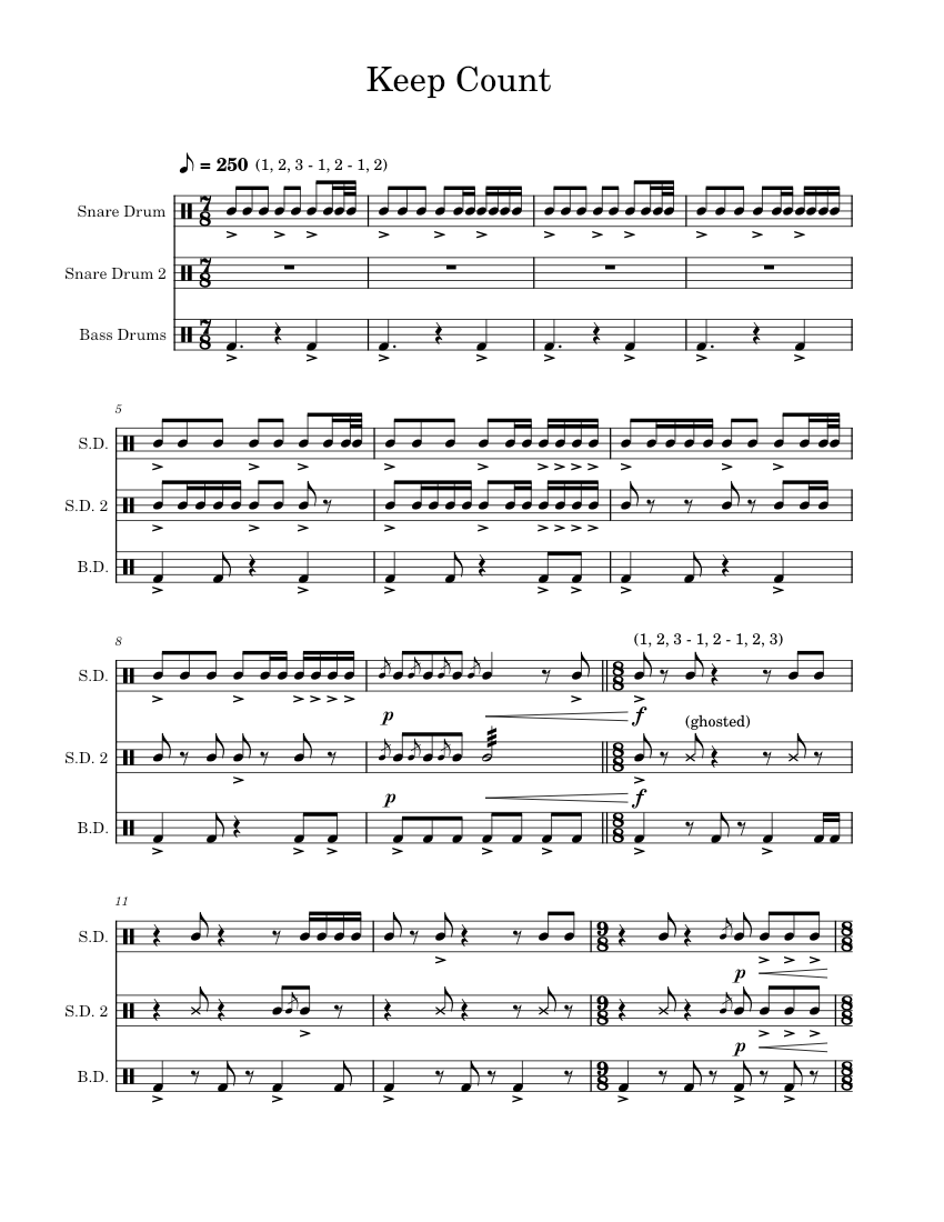 Keep Count Sheet music for Snare drum, Bass drum (Drum Corps (Modern ...