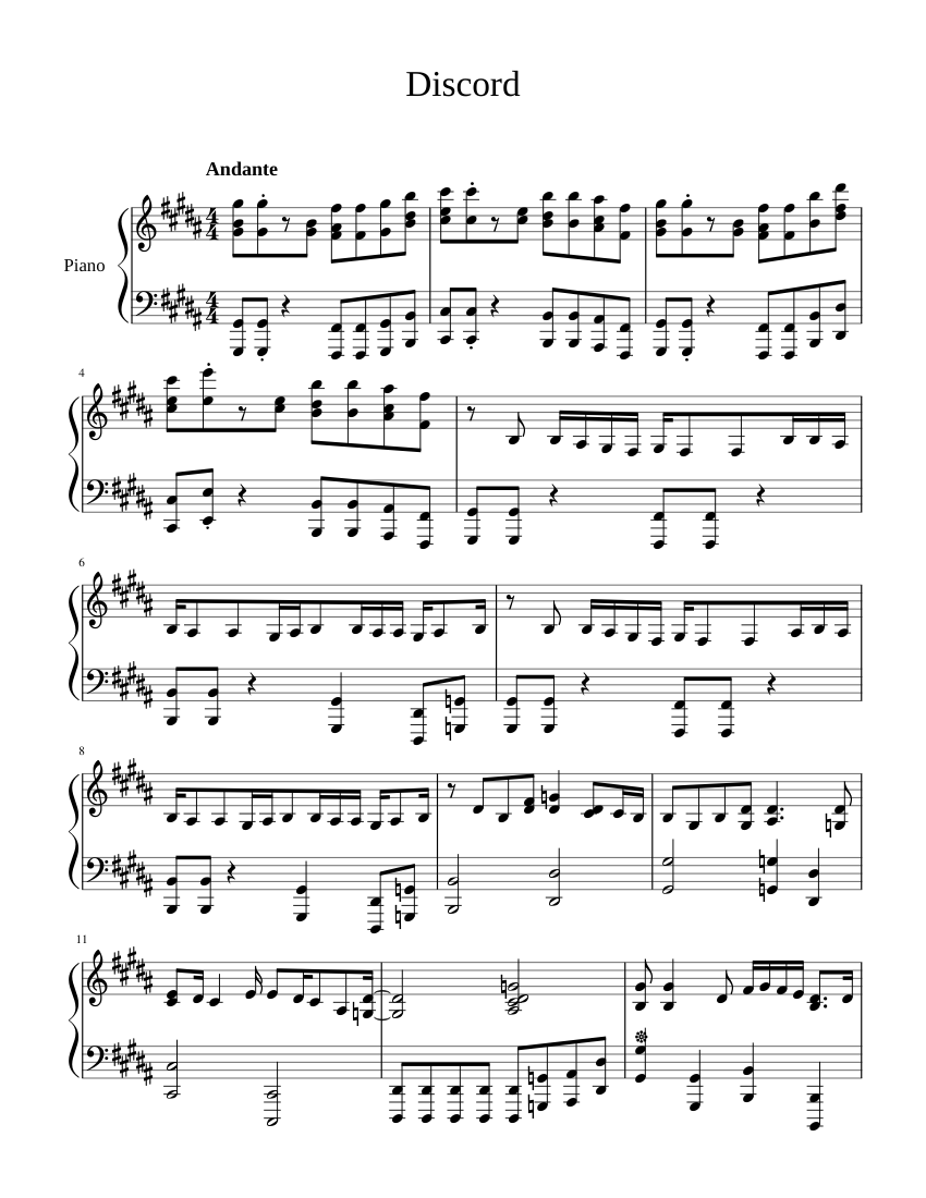 Discord Sheet music for Piano (Solo) | Musescore.com