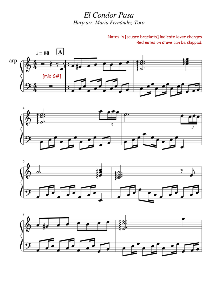 El Condor Pasa Sheet Music for Harp (Solo) | MuseScore.com